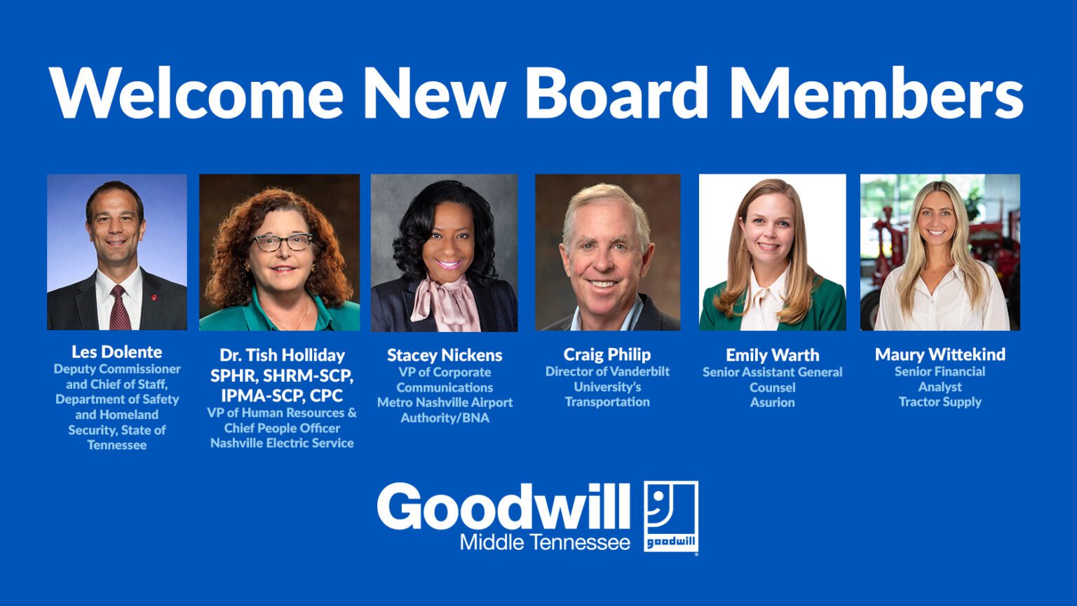 Goodwill Middle Tennessee Welcomes Six New Board Members – Goodwill ...